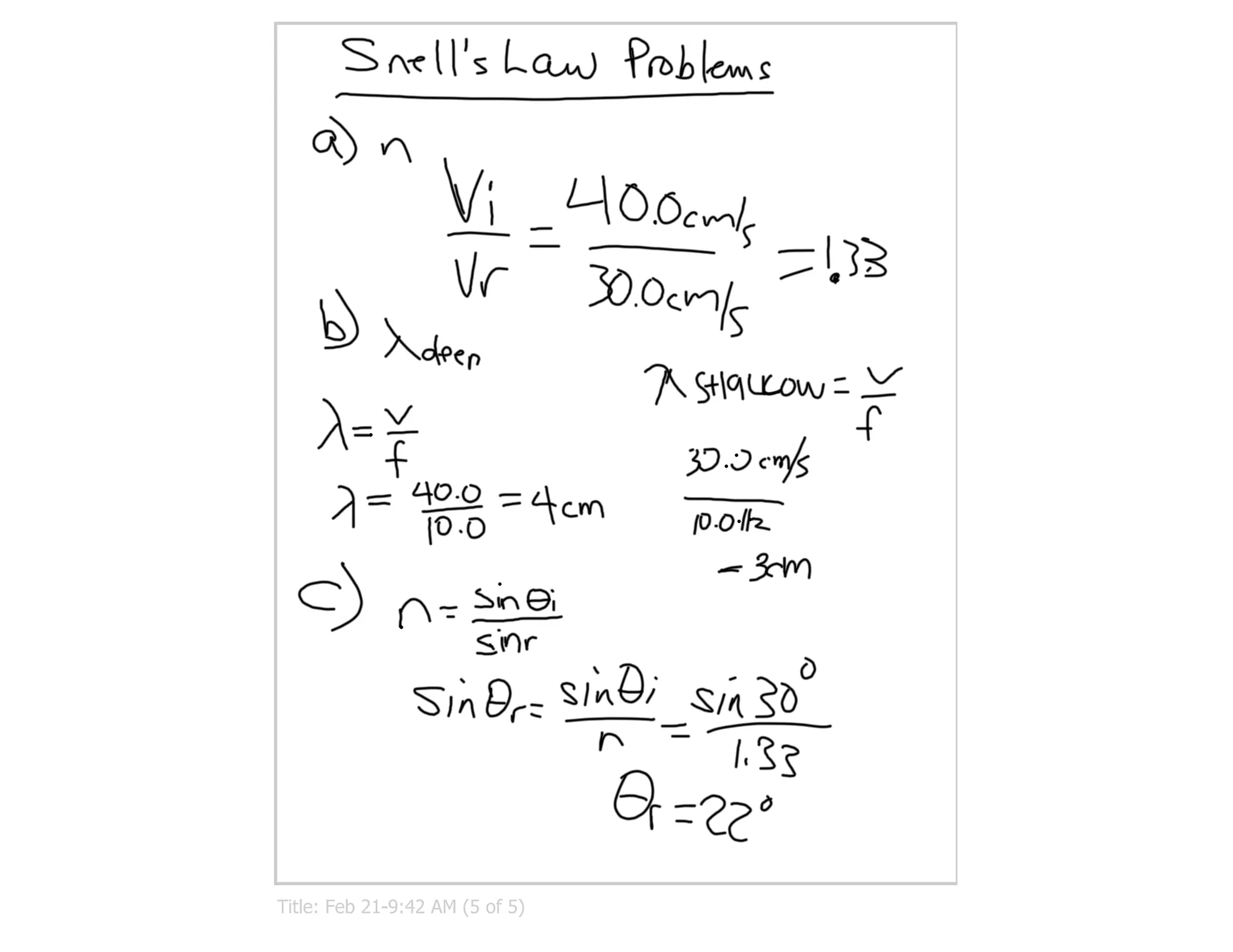 Snells Law Problems | PDF