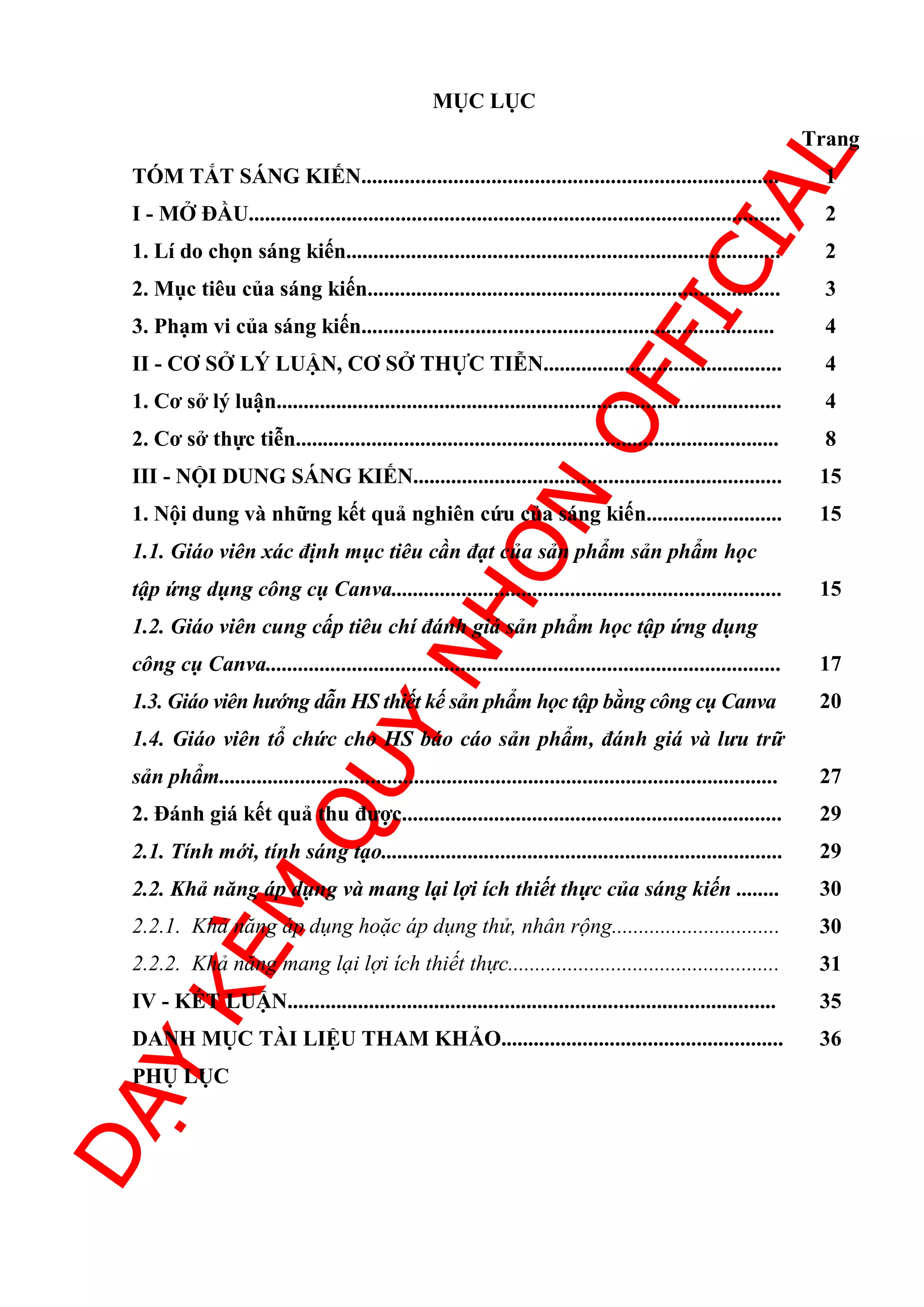 Sáng kiến Hướng dẫn học sinh ứng dụng công cụ Canva vào thiết kế sản phẩm học tập trong kiểm tra ...