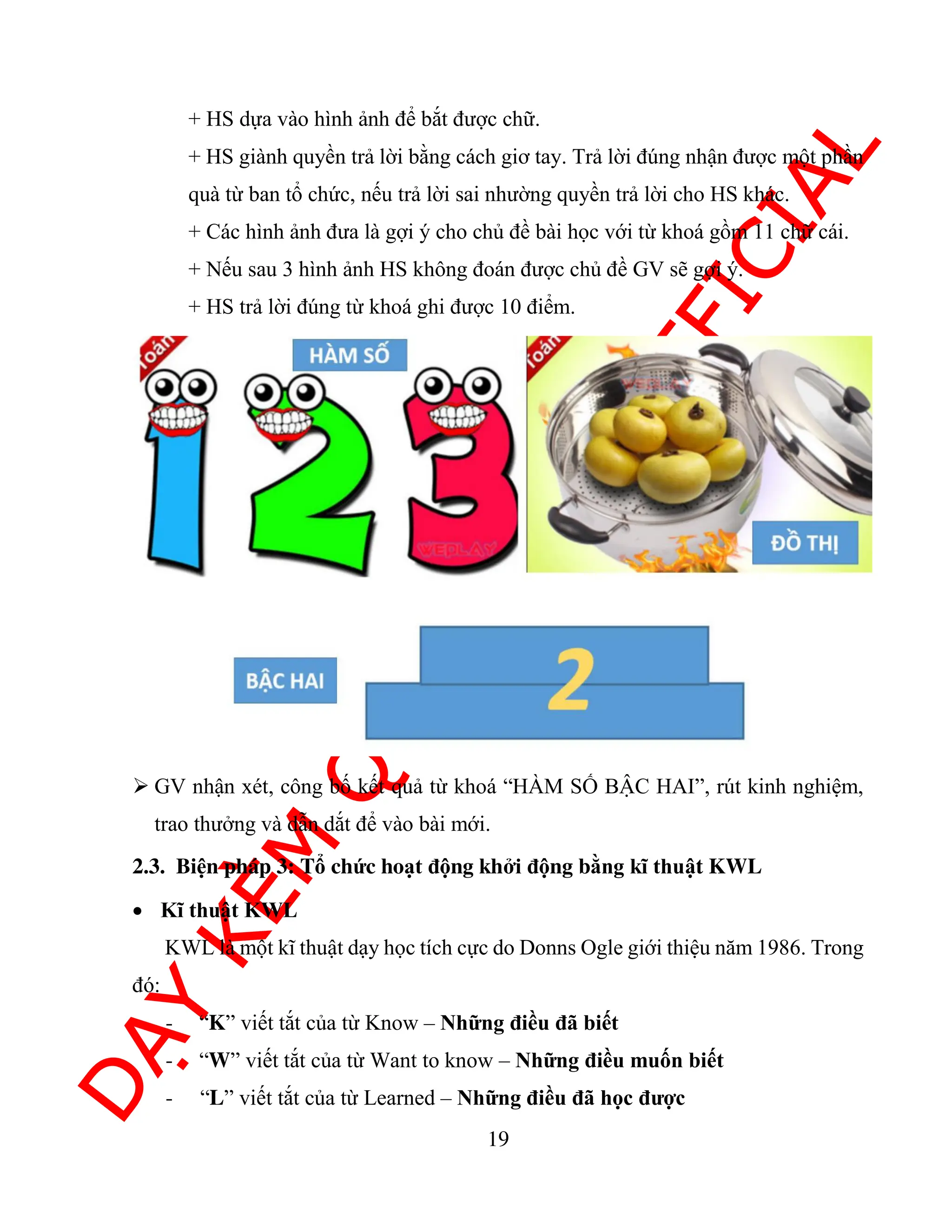 SÁNG KIẾN MỘT SỐ HÌNH THỨC TỔ CHỨC HOẠT ĐỘNG KHỞI ĐỘNG NHẰM TẠO HỨNG THÚ HỌC TẬP CHO HỌC SINH ...