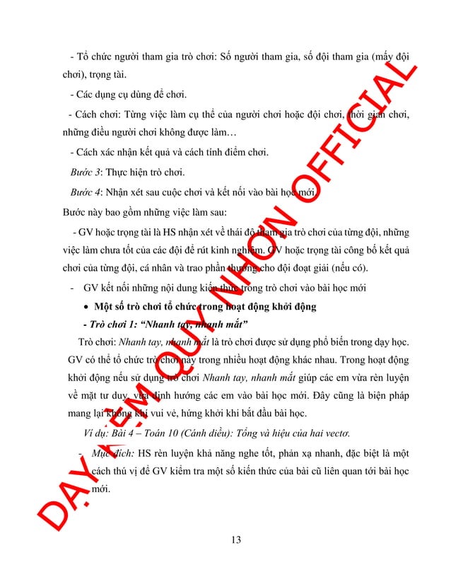 SÁNG KIẾN MỘT SỐ HÌNH THỨC TỔ CHỨC HOẠT ĐỘNG KHỞI ĐỘNG NHẰM TẠO HỨNG THÚ HỌC TẬP CHO HỌC SINH ...