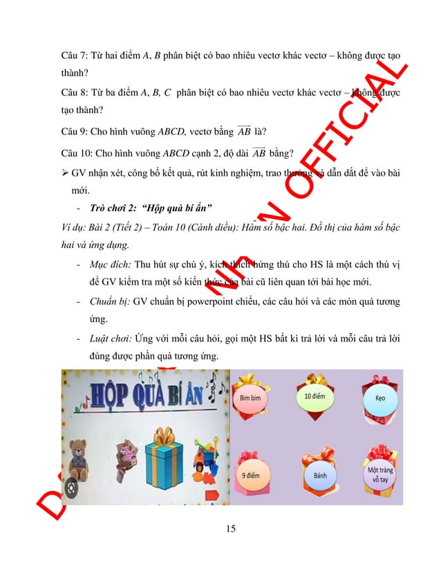 SÁNG KIẾN MỘT SỐ HÌNH THỨC TỔ CHỨC HOẠT ĐỘNG KHỞI ĐỘNG NHẰM TẠO HỨNG THÚ HỌC TẬP CHO HỌC SINH ...