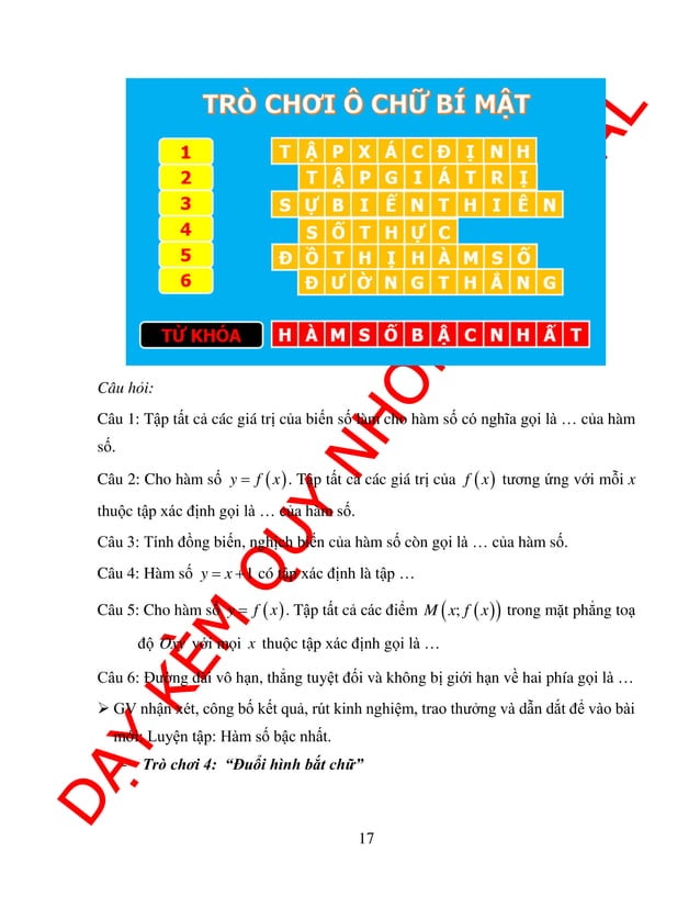 SÁNG KIẾN MỘT SỐ HÌNH THỨC TỔ CHỨC HOẠT ĐỘNG KHỞI ĐỘNG NHẰM TẠO HỨNG THÚ HỌC TẬP CHO HỌC SINH ...