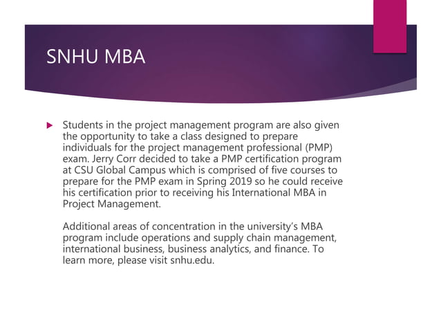 The SNHU MBA in Project Management Program | PPT