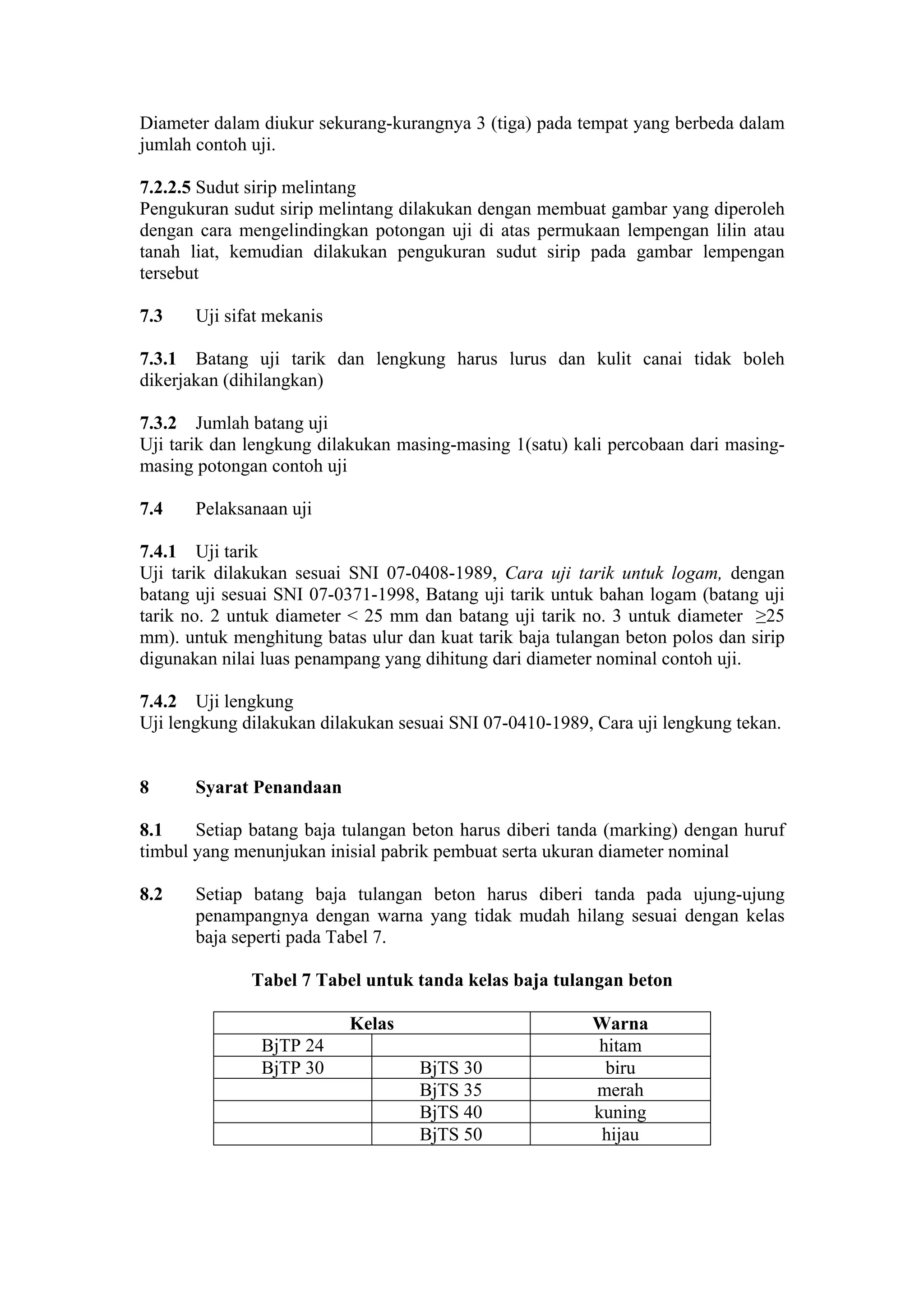 SNI 07-2052-2002 Baja Tulang beton | PDF