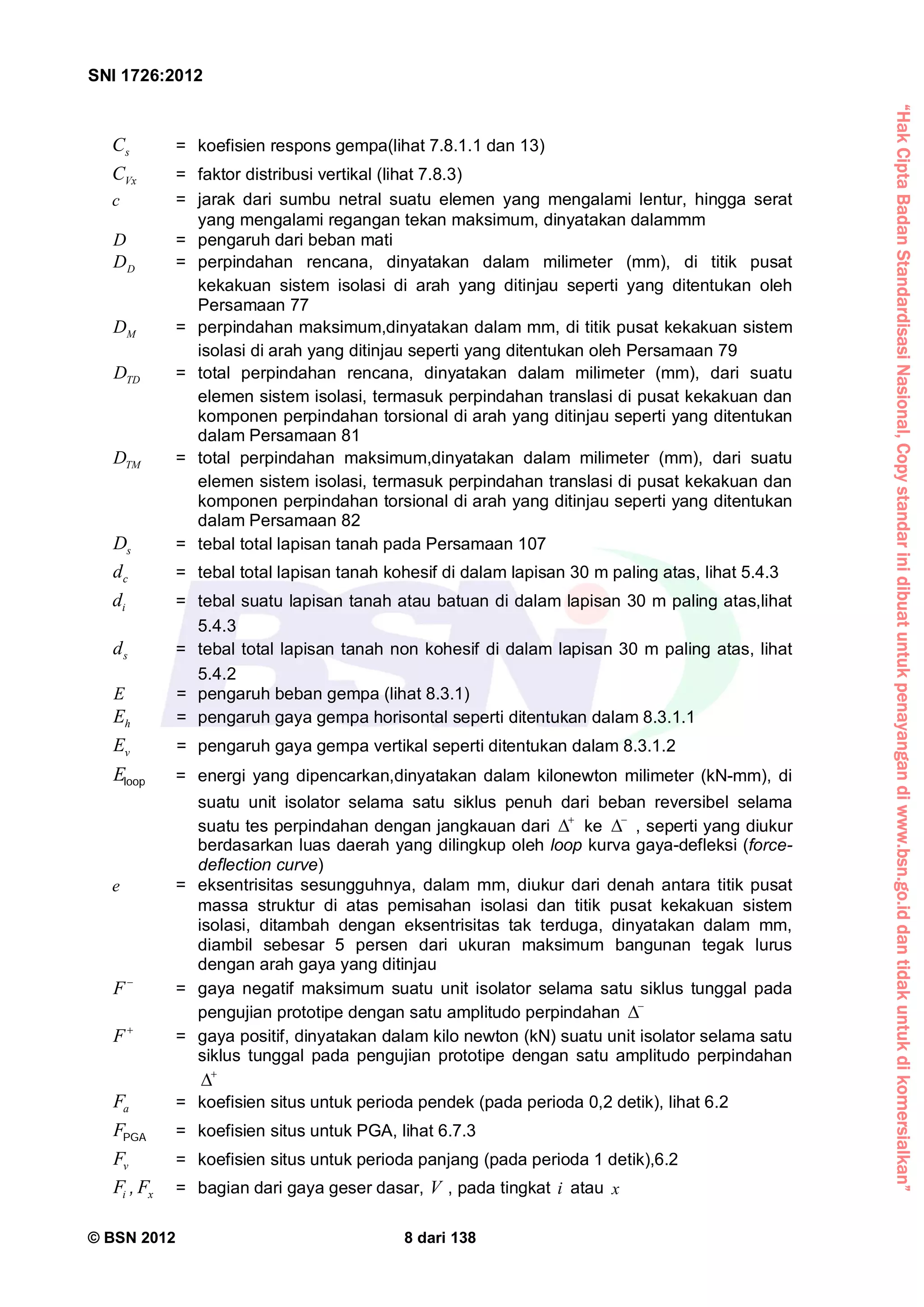 Sni 1726-2012 | PDF
