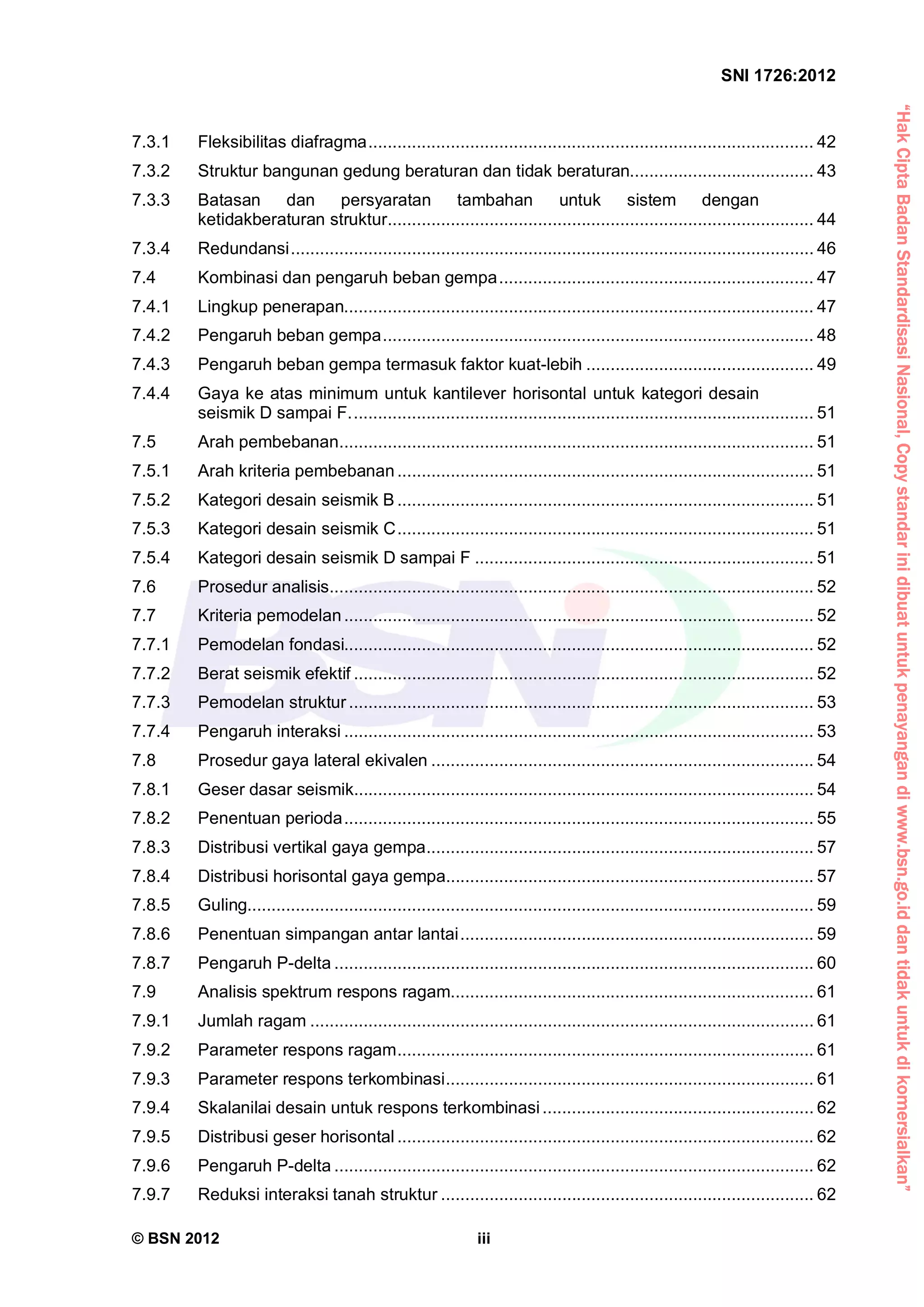 Sni 1726-2012 indonesia earthquake calculation procedure | PDF