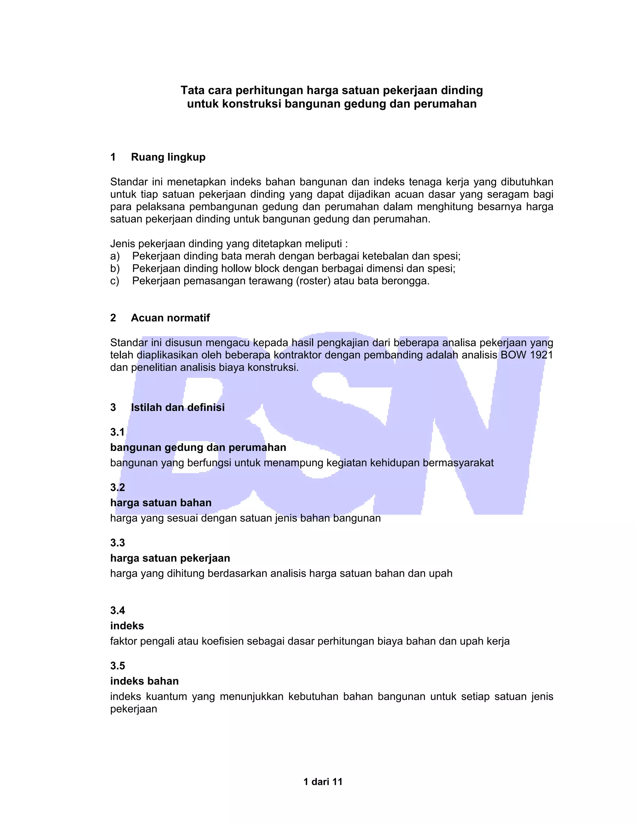 Sni 6897-2008-tata cara perhitungan harga satuan pekerjaan dinding ...