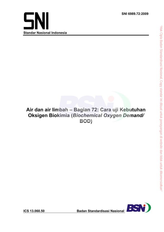 Sni 6989-72 2009-cara-uji-kebutuhan-bod (1) | PDF