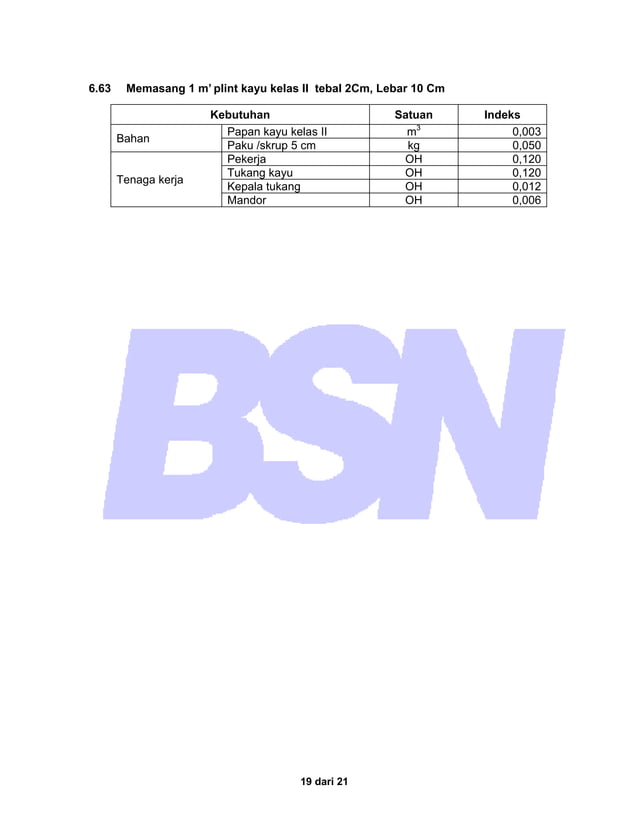 Sni 7395-2008-tata cara perhitungan harga satuan pekerjaan penutup lantai dan dinding untuk ...