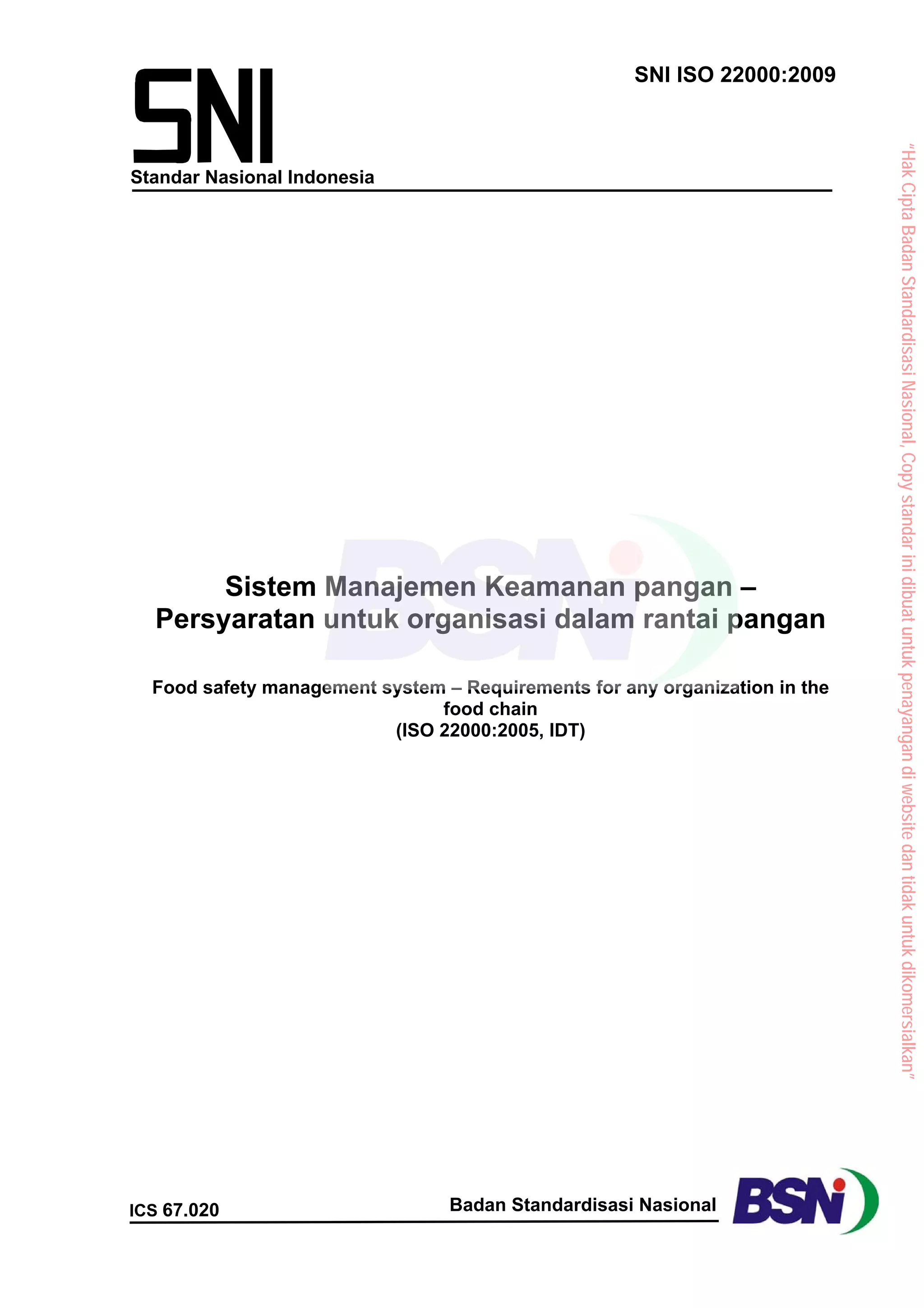 Sni iso-22000 2009 | PDF