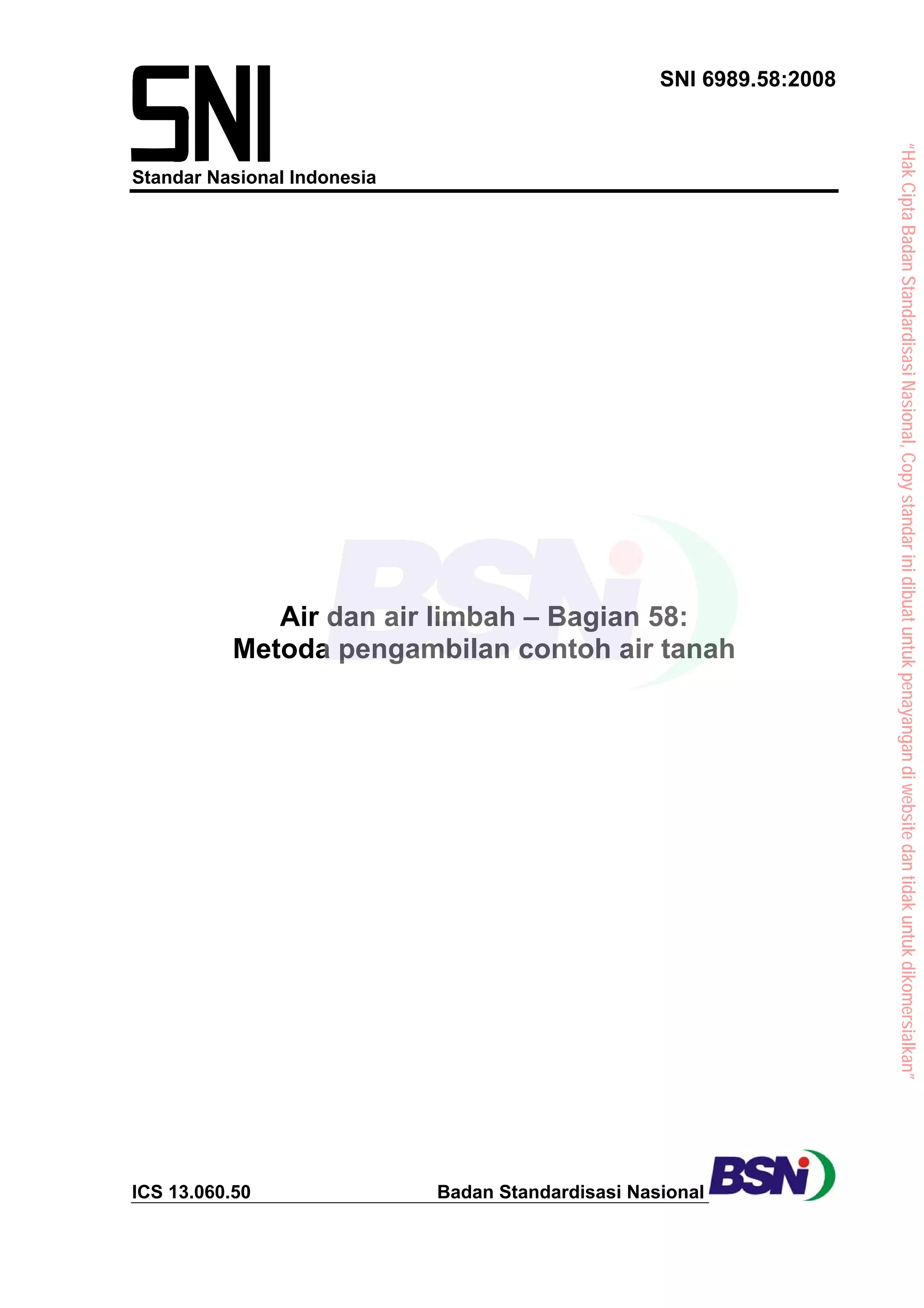 Sni metode-sample-air-tanah | PDF