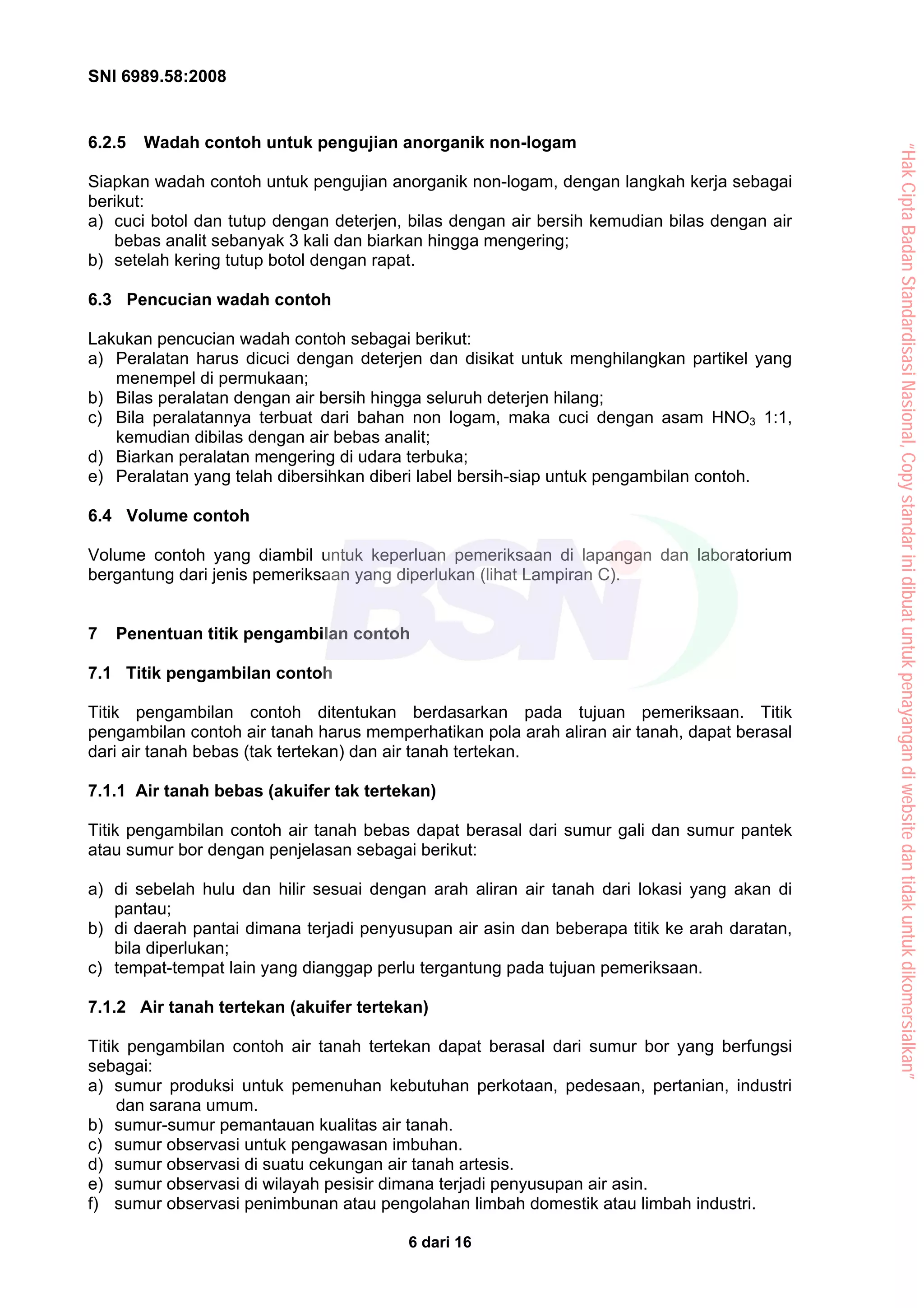 Sni metode-sample-air-tanah | PDF