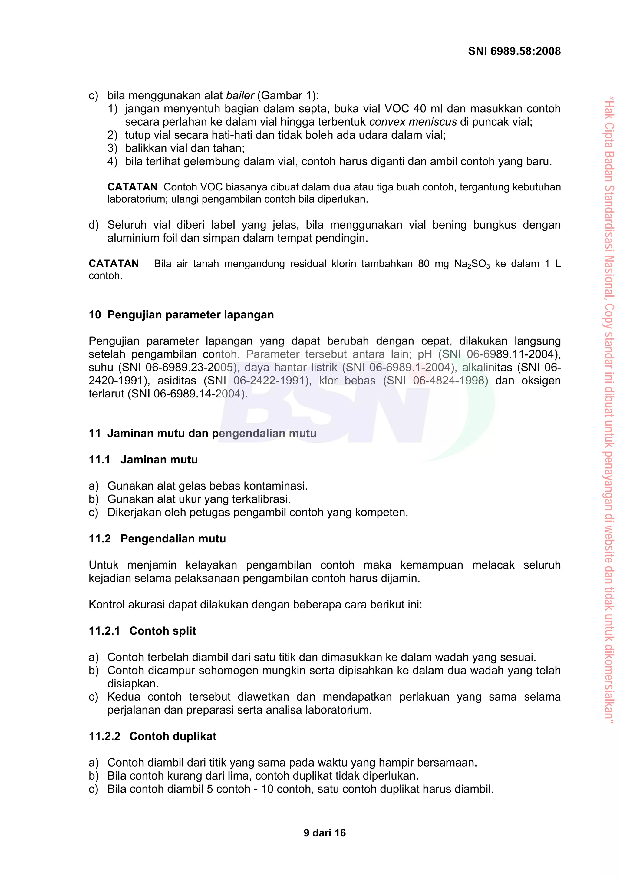 Sni metode-sample-air-tanah | PDF