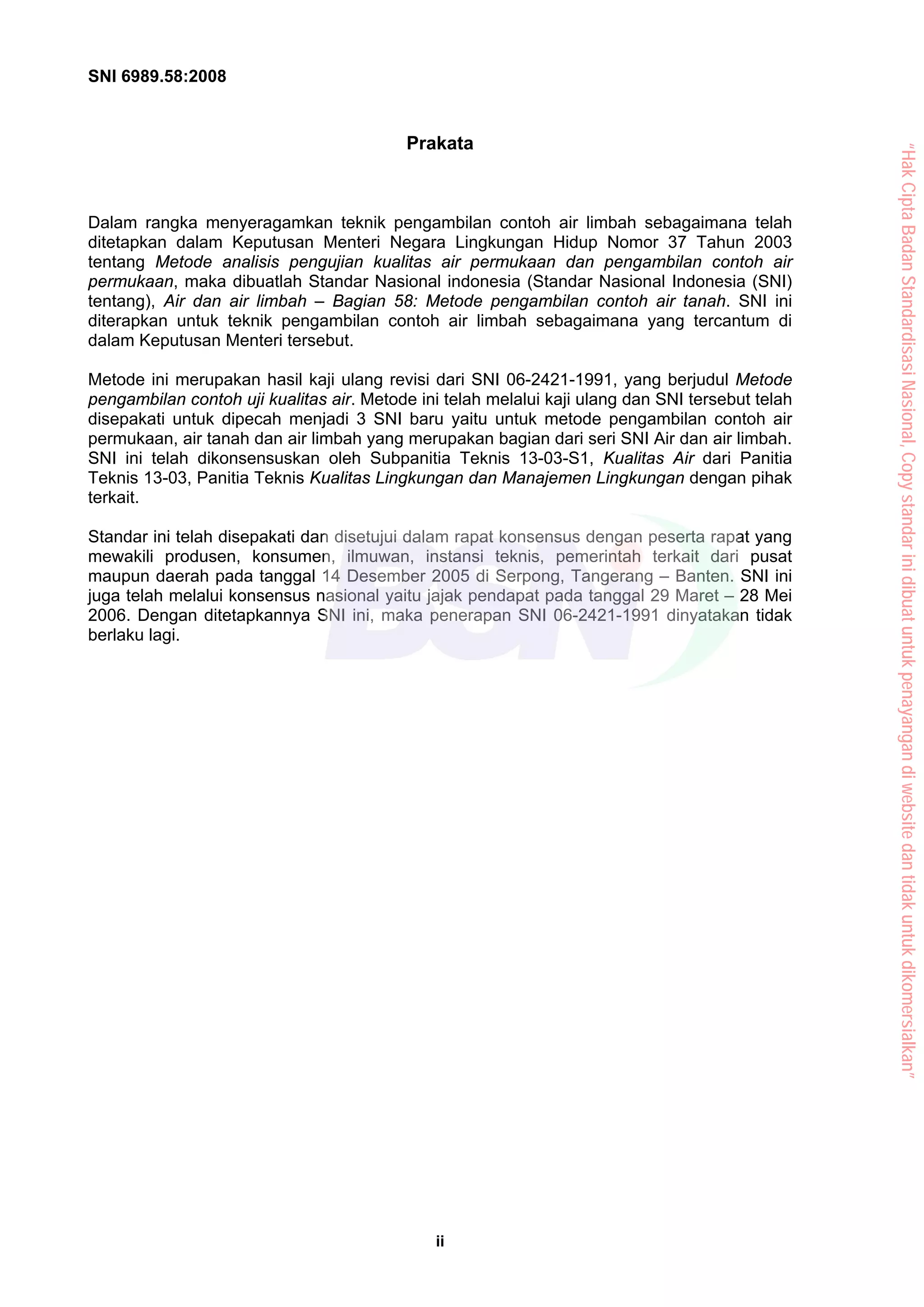 Sni metode-sample-air-tanah | PDF