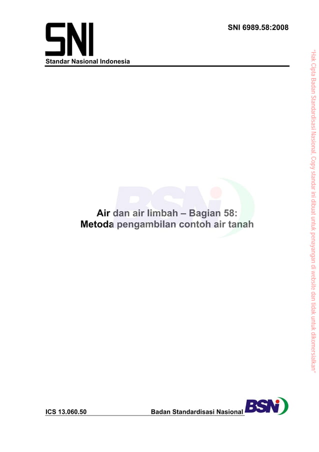 Sni metode-sample-air-tanah | PDF