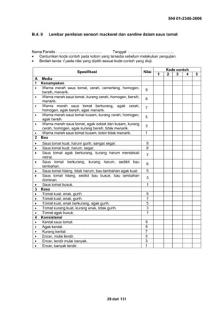 Sni 01 2346-2006 petunjuk pengujian organoleptik dan atau sensori | PDF