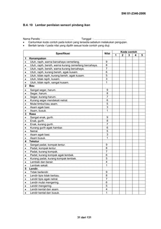 Sni 01 2346-2006 petunjuk pengujian organoleptik dan atau sensori | PDF