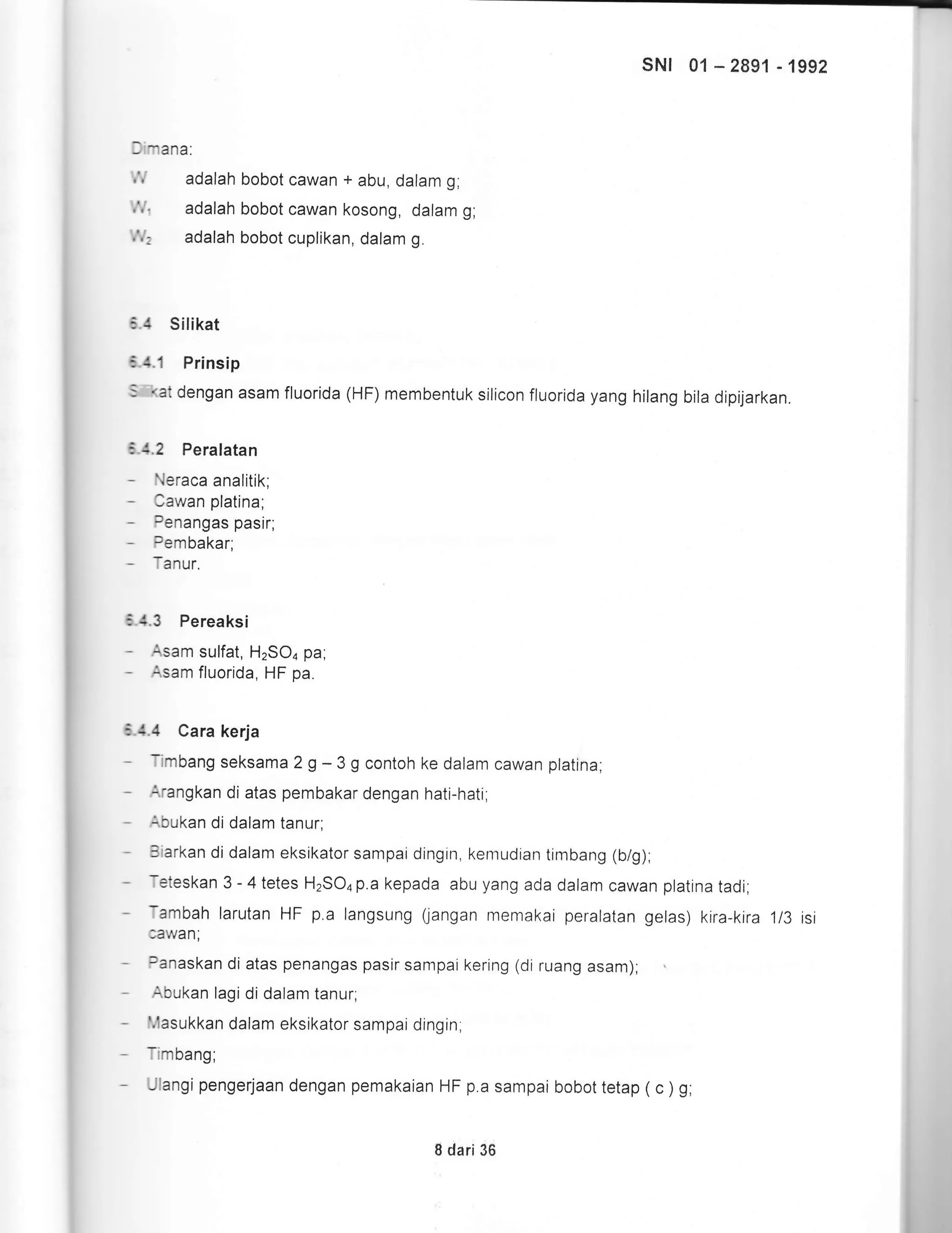 Sni 01 2891-1992 cara uji makanan minuman | PDF