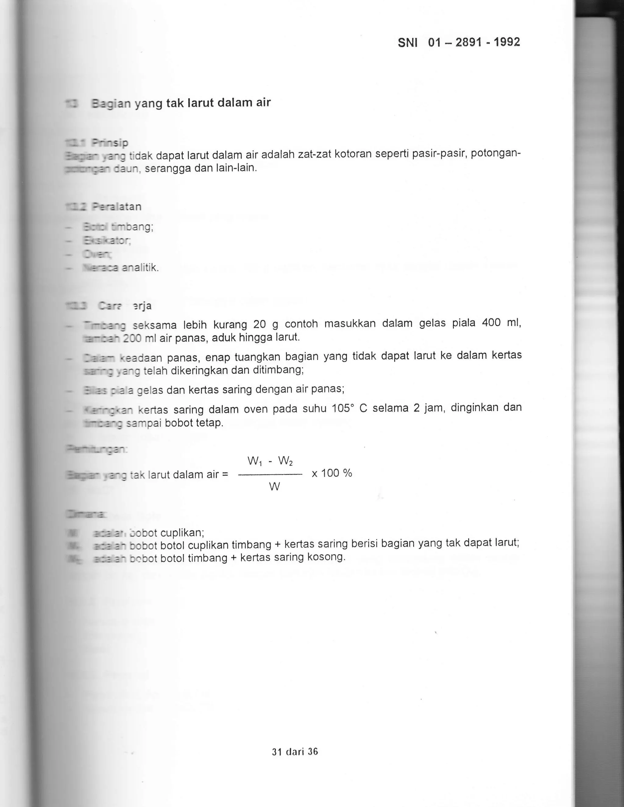 Sni 01 2891-1992 cara uji makanan minuman | PDF