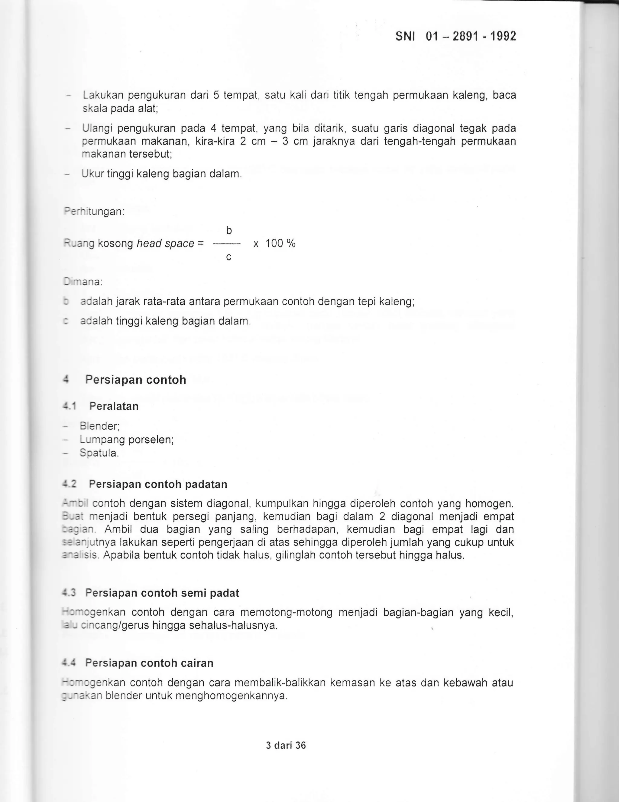 Sni 01 2891-1992 cara uji makanan minuman | PDF