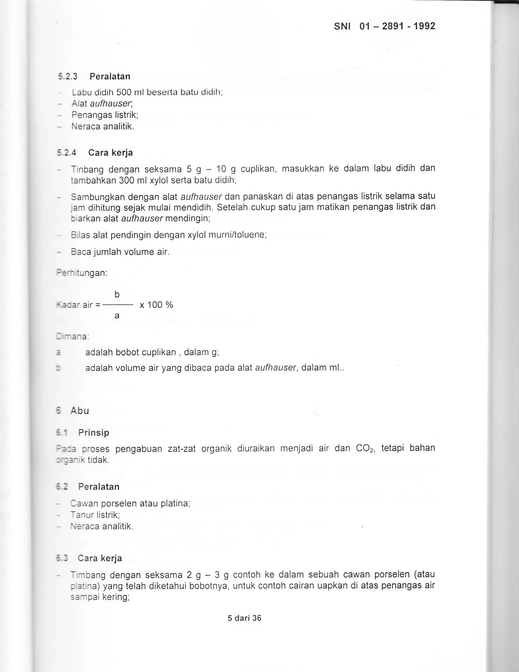 Sni 01 2891-1992 cara uji makanan minuman | PDF