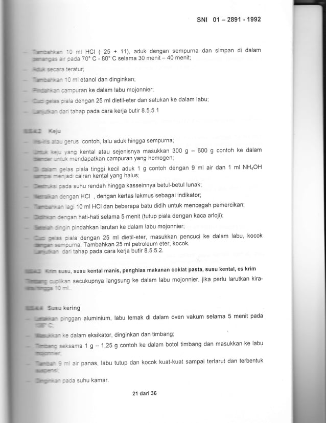 Sni 01 2891-1992 cara uji makanan minuman | PDF