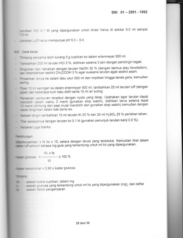 Sni 01 2891-1992 cara uji makanan minuman | PDF
