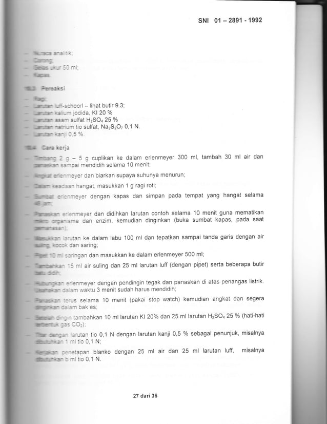Sni 01 2891-1992 cara uji makanan minuman | PDF