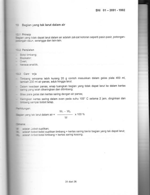 Sni 01 2891-1992 cara uji makanan minuman | PDF