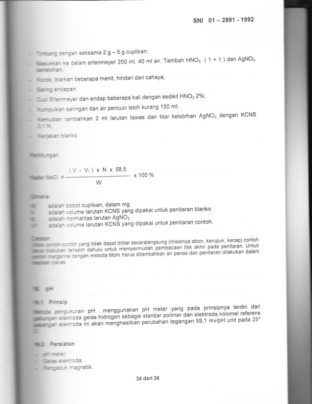 Sni 01 2891-1992 cara uji makanan minuman | PDF