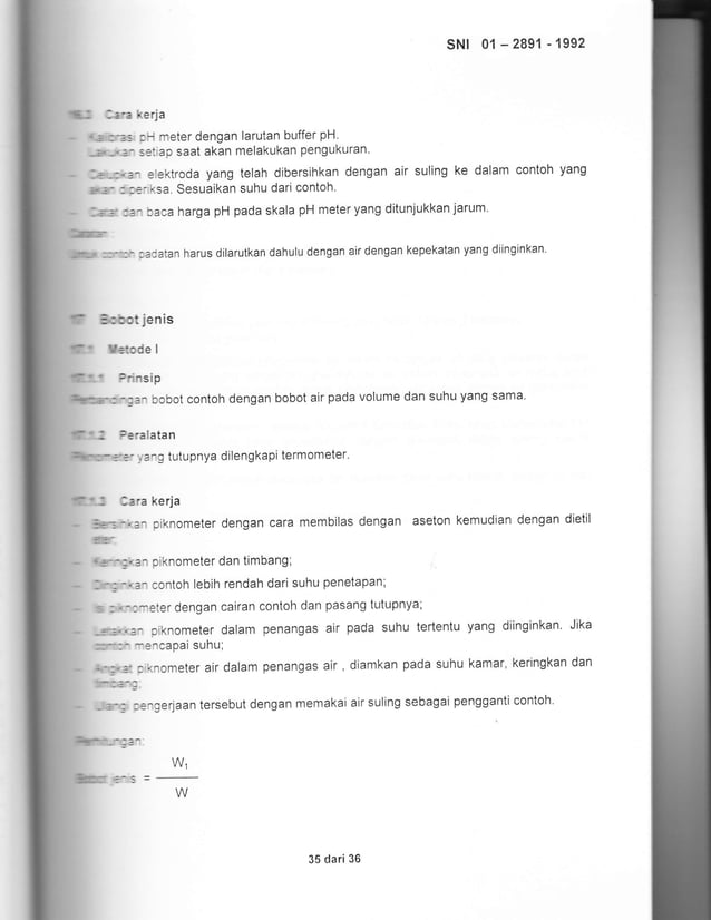 Sni 01 2891-1992 cara uji makanan minuman | PDF
