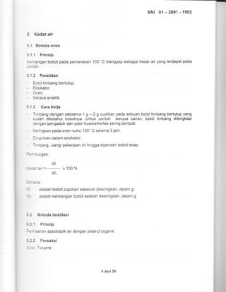 Sni 01 2891-1992 cara uji makanan minuman | PDF