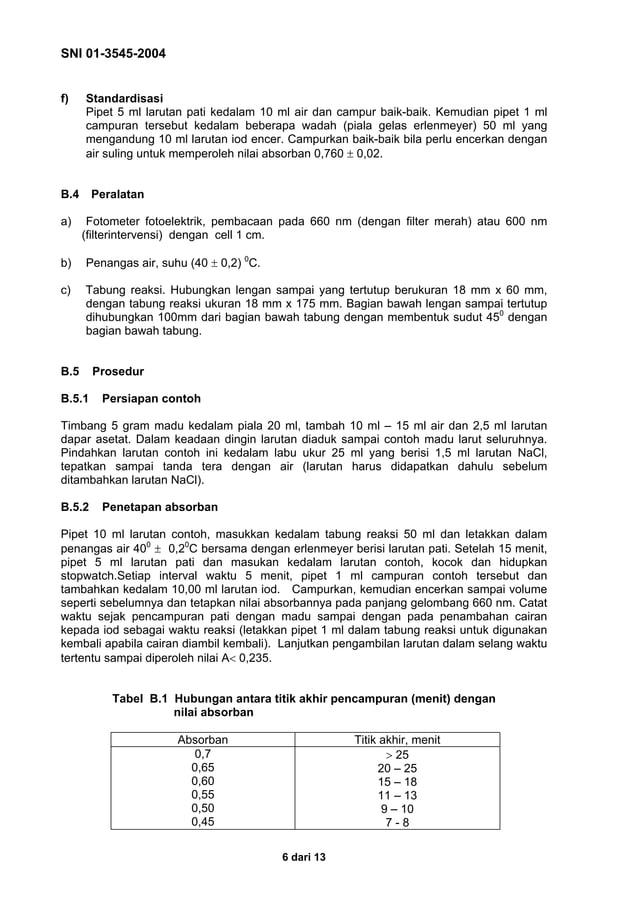 Sni 01 3545-2004 madu | PDF