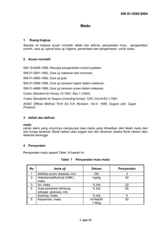 Sni 01 3545-2004 madu | PDF