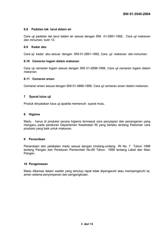 Sni 01 3545-2004 madu | PDF