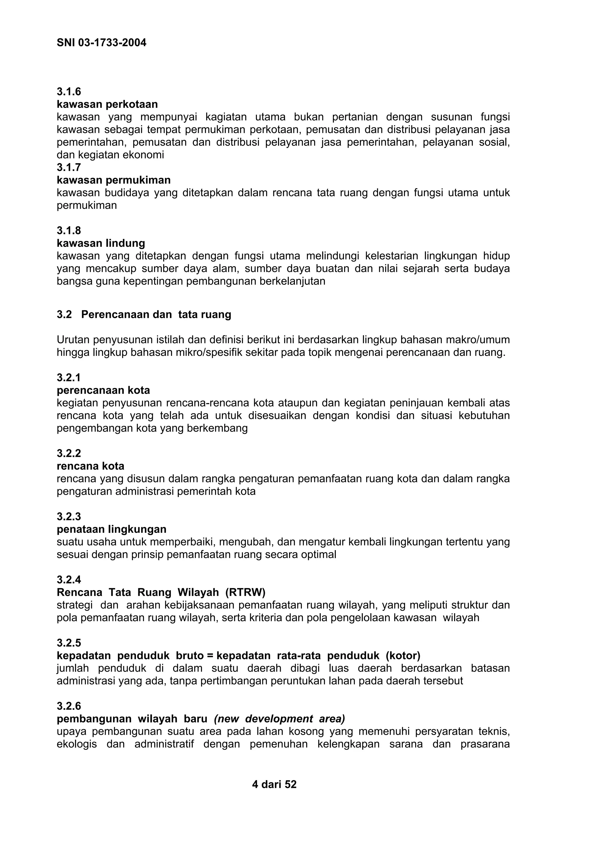 Sni 03 1733-2004 v.2 tata cara perencanaan lingkungan perumahan di perkotaan | PDF