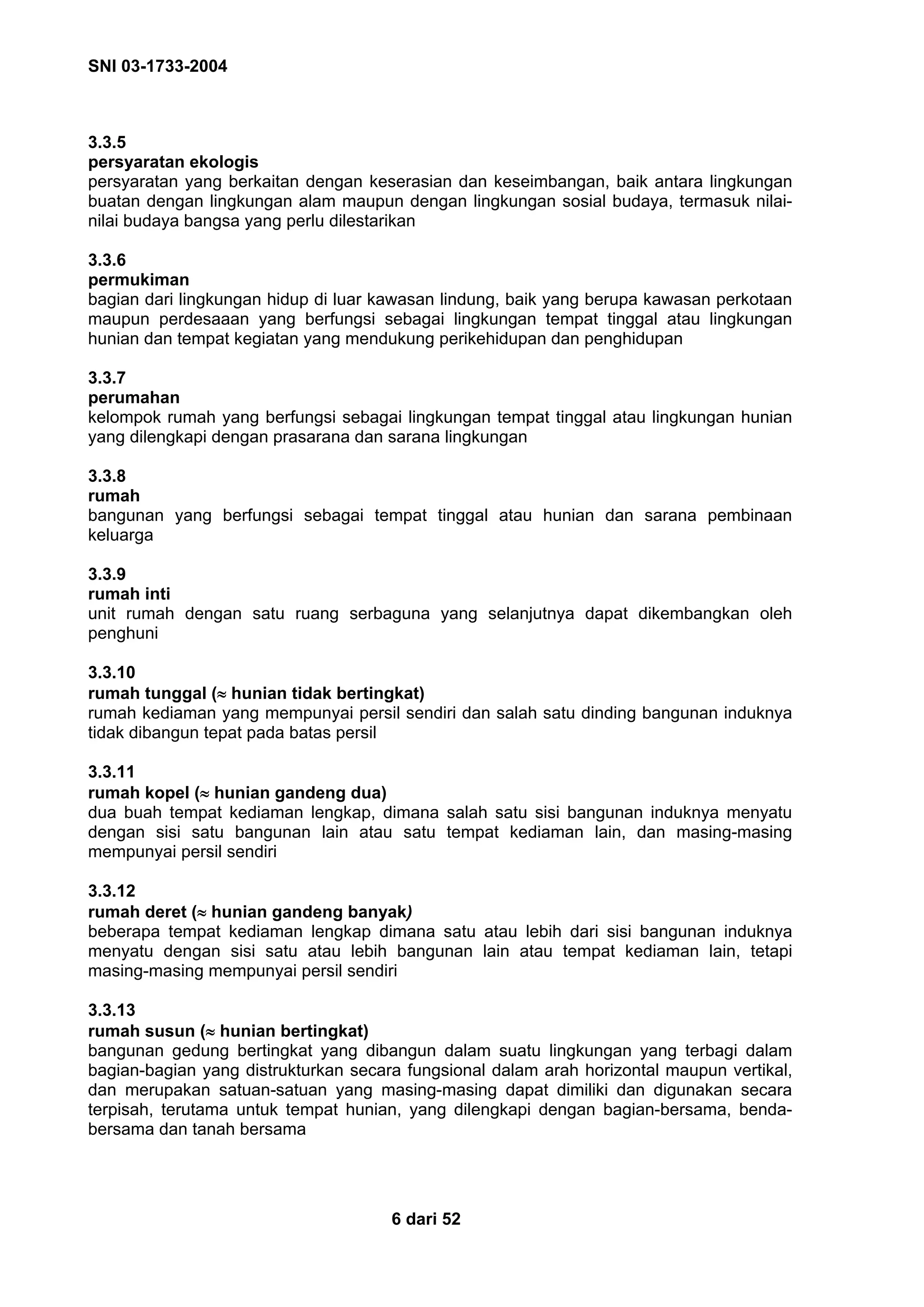 Sni 03 1733-2004 v.2 tata cara perencanaan lingkungan perumahan di perkotaan | PDF