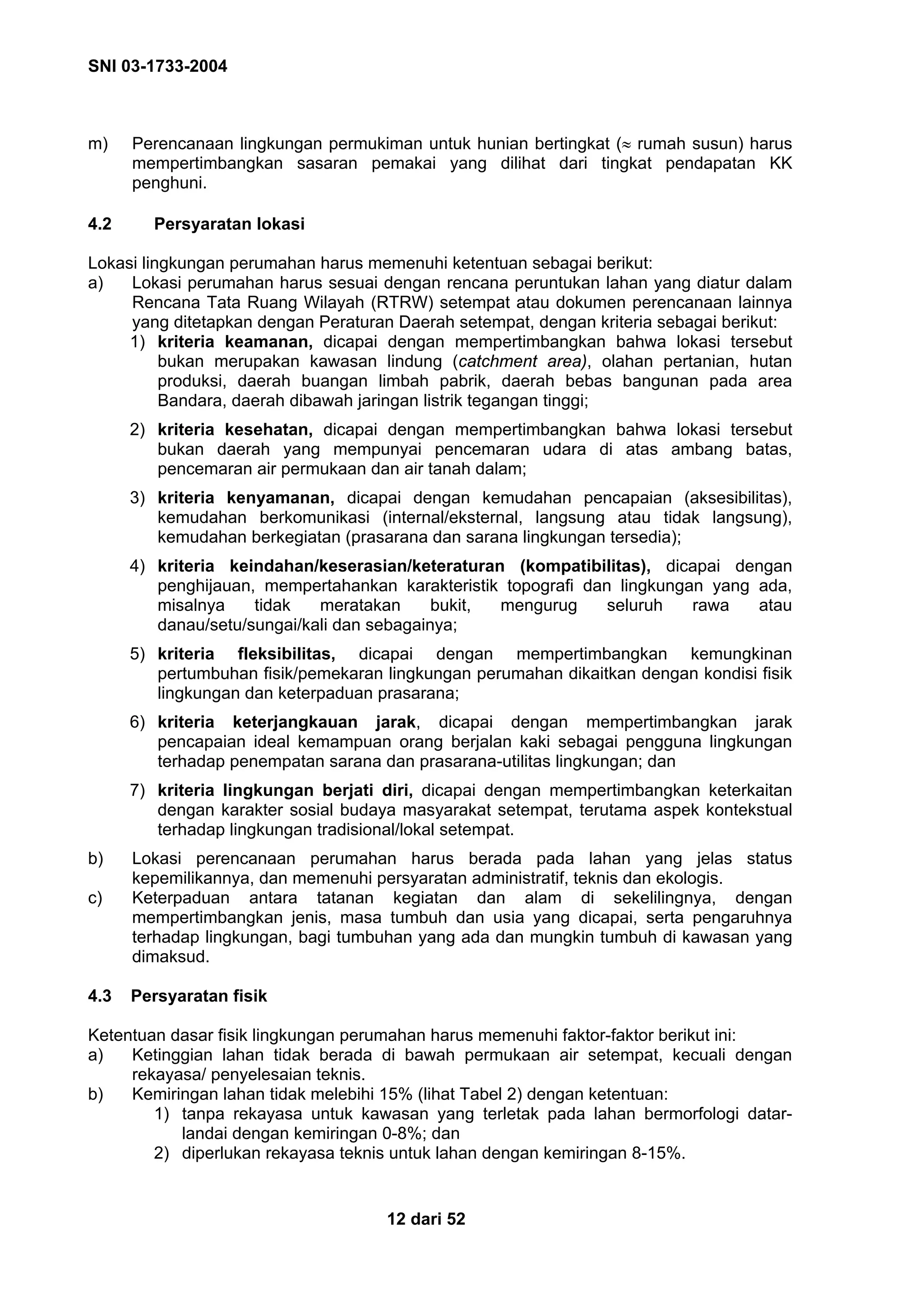 Sni 03 1733-2004 v.2 tata cara perencanaan lingkungan perumahan di perkotaan | PDF