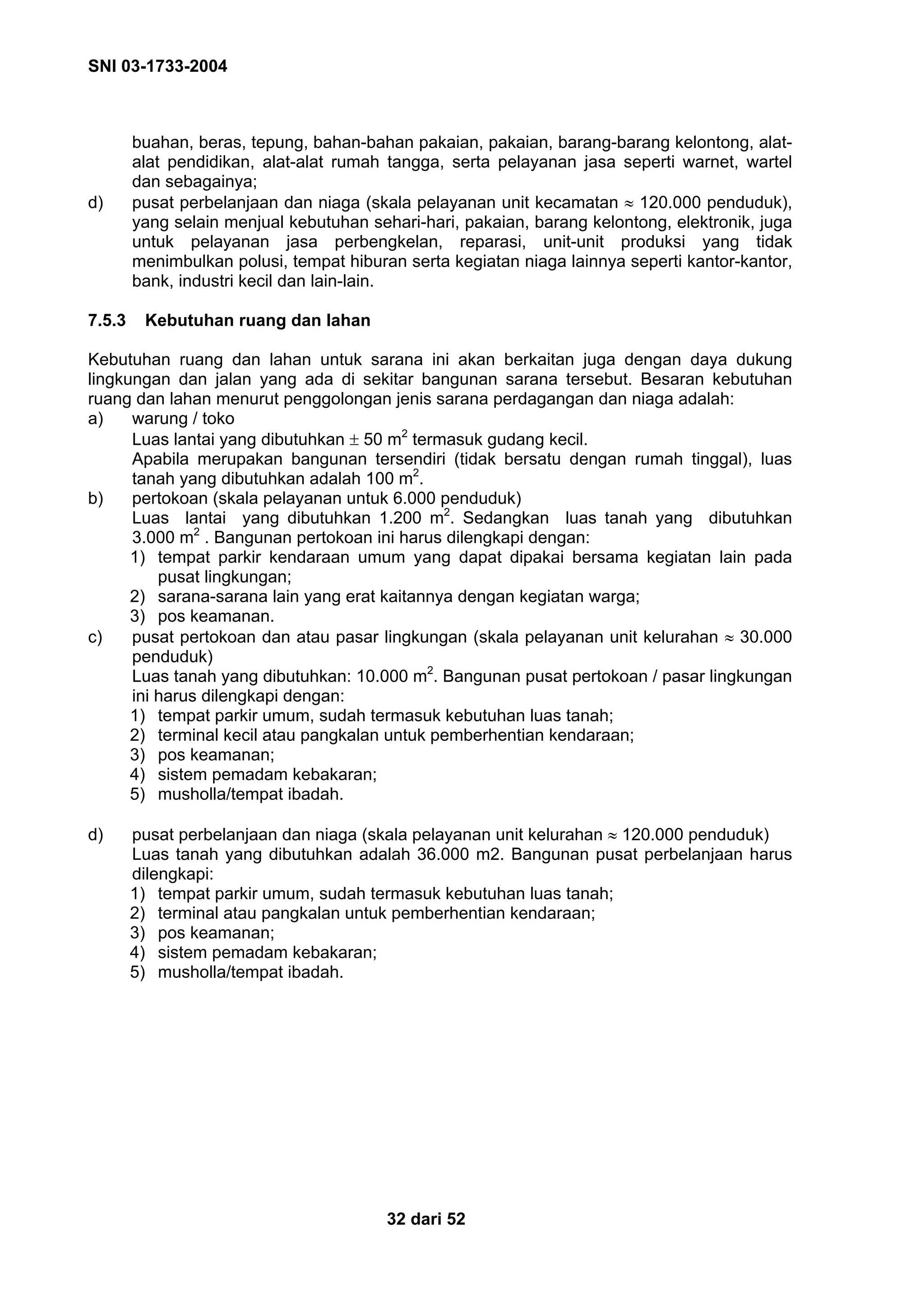 Sni 03 1733-2004 v.2 tata cara perencanaan lingkungan perumahan di perkotaan | PDF