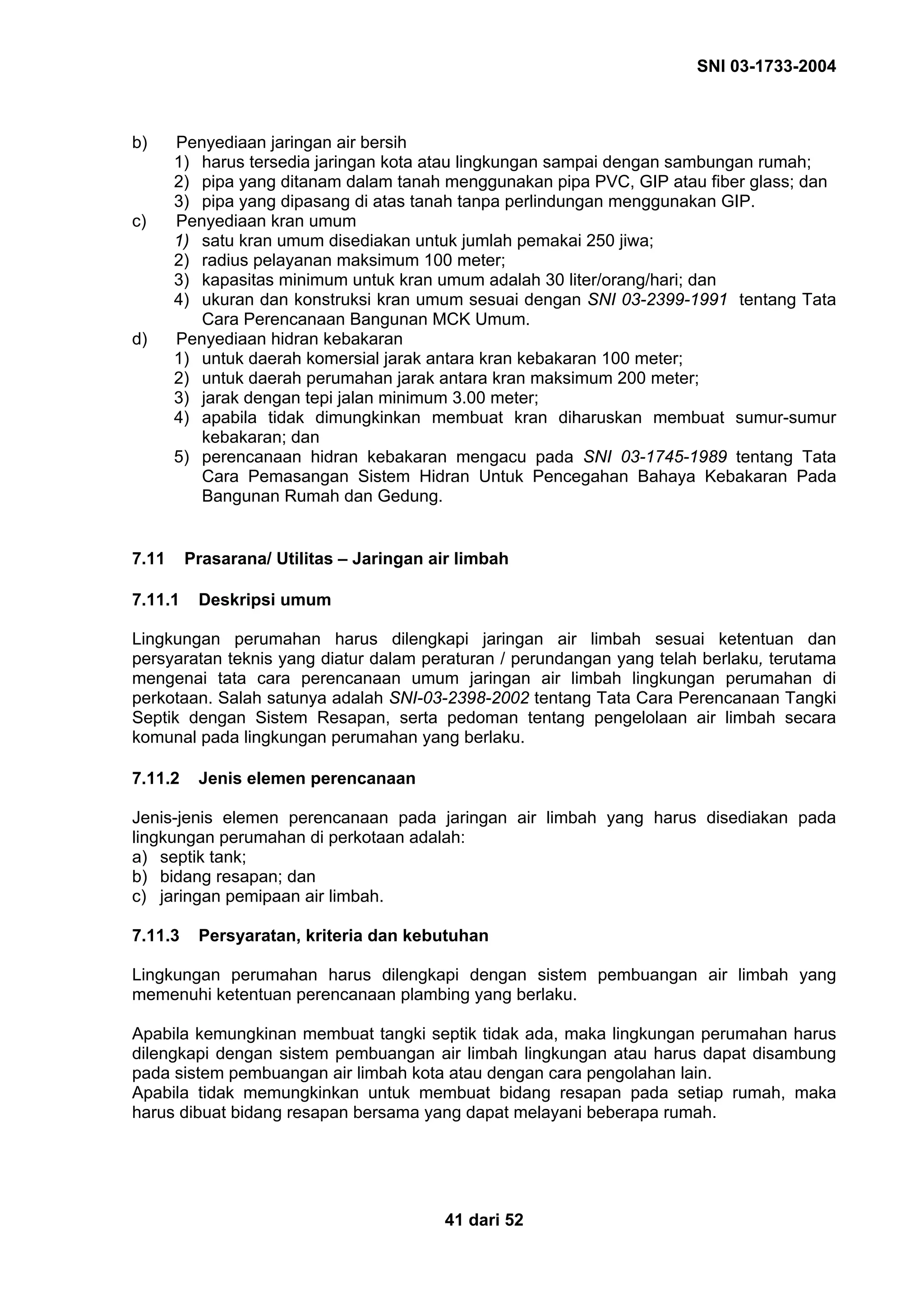 Sni 03 1733-2004 v.2 tata cara perencanaan lingkungan perumahan di perkotaan | PDF