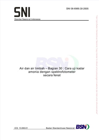 SNI 06-6989.30-2005 (Amoniak) untuk pengujjian air | PDF