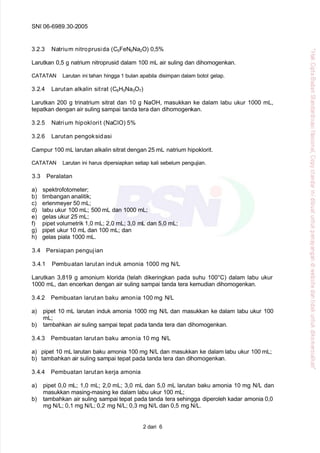 SNI 06-6989.30-2005 (Amoniak) untuk pengujjian air | PDF