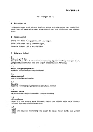 Sni 07 2052-2002 baja tulangan beton | PDF