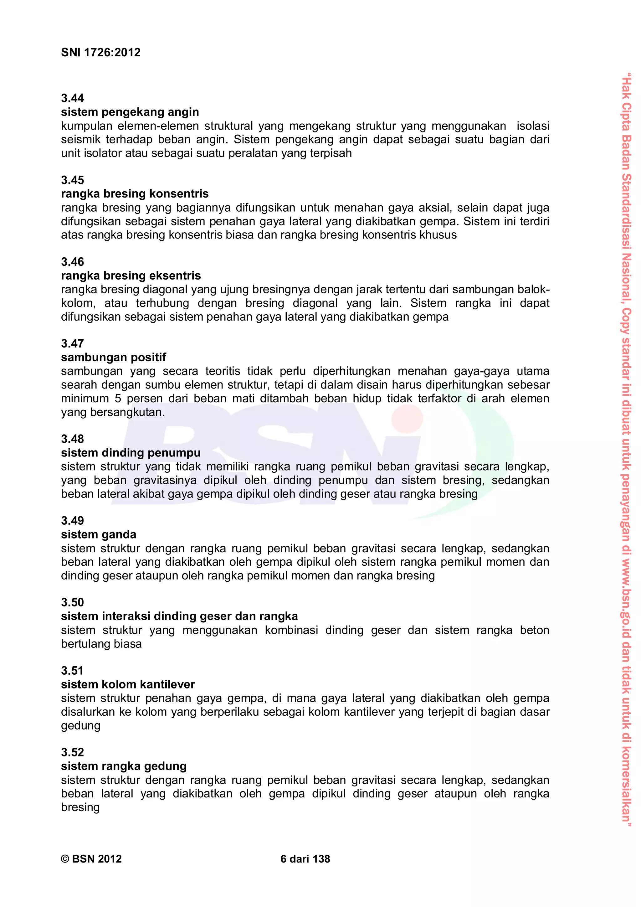 Sni 1726 2012 tata cara perencanaan ketahanan gempa untuk struktur bangunan gedung dan non ...