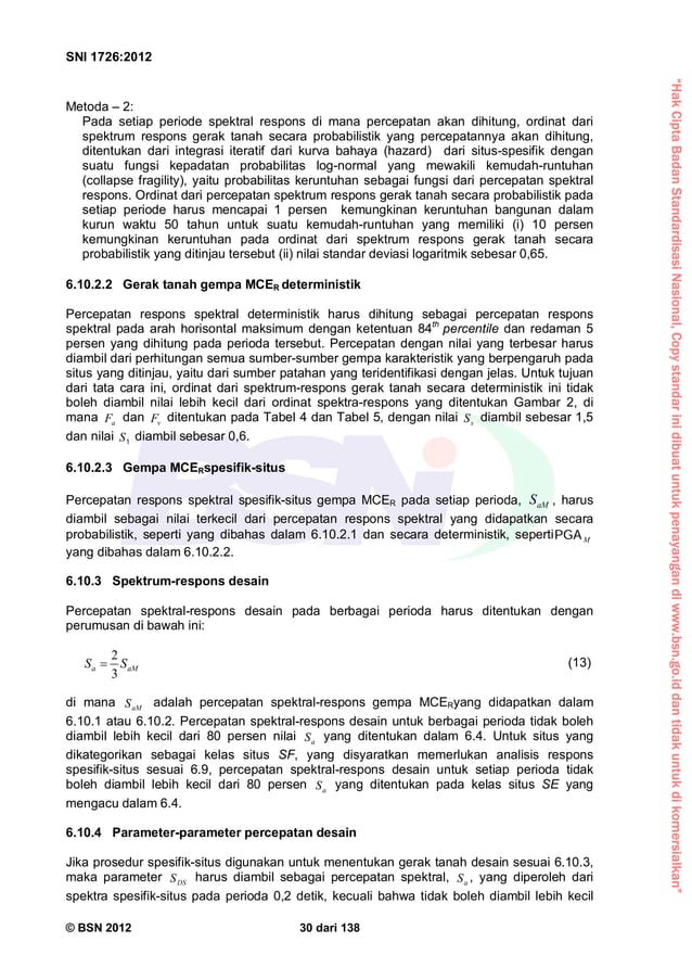 Sni 1726 2012 tata cara perencanaan ketahanan gempa untuk struktur bangunan gedung dan non ...