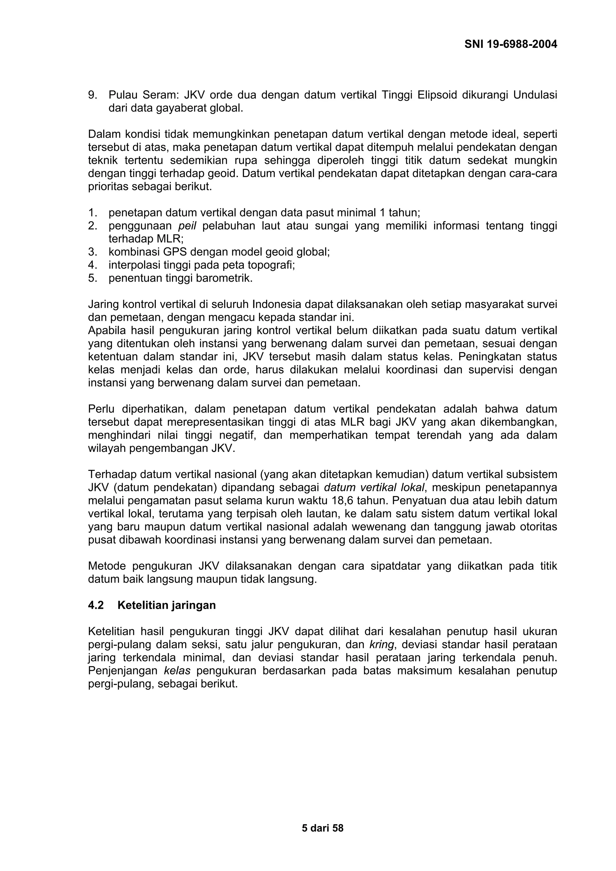 SNI-JARING KONTROL VERTIKAL (JKV) | PDF