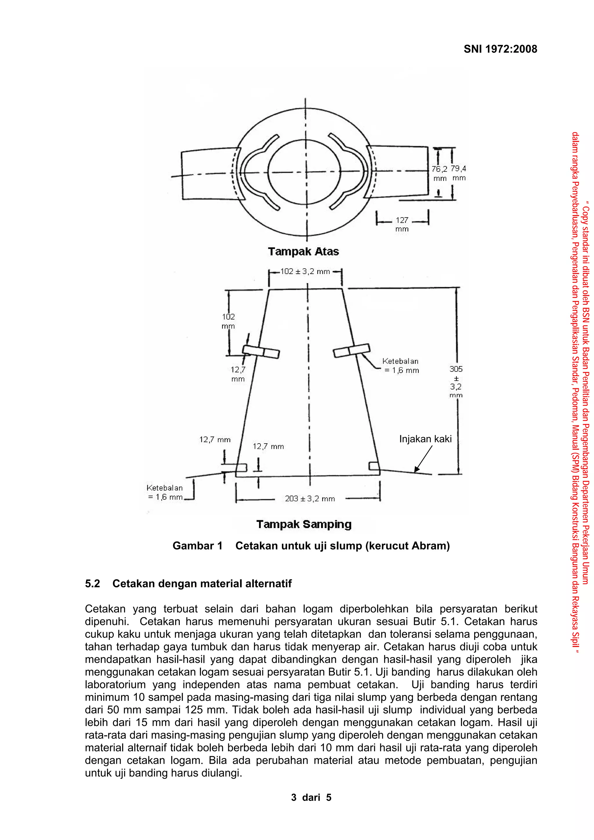 Sni 1972 2008 cara uji slump beton | PDF