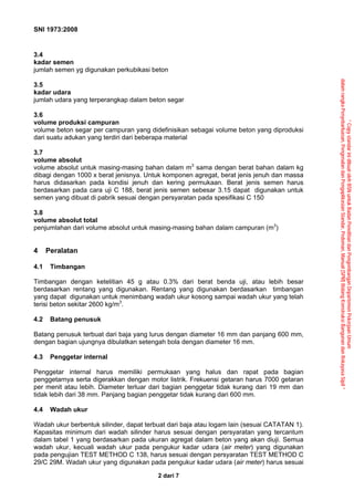 Sni 1973 2008 cara uji berat isi, volume produksi campuran dan kadar ...