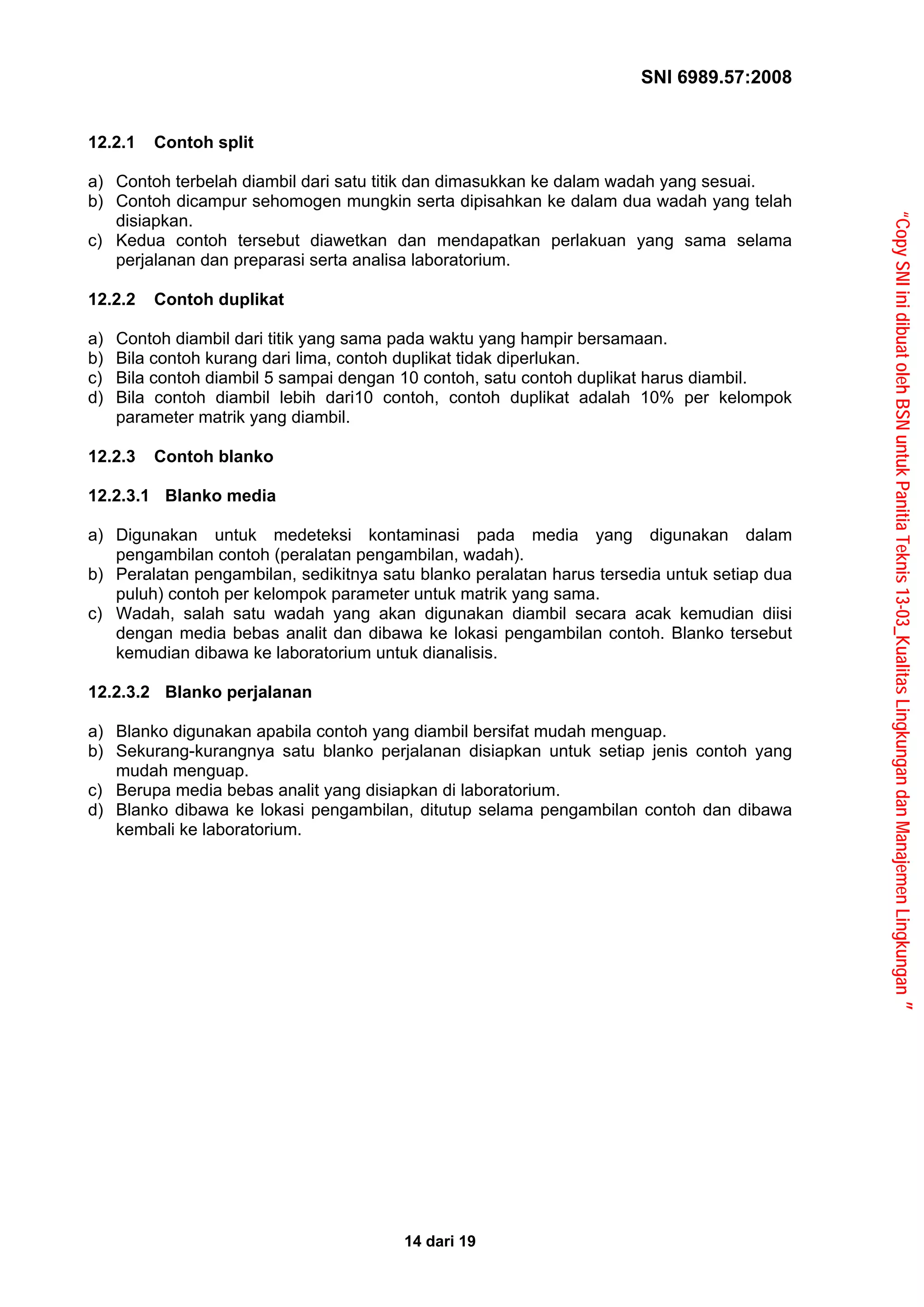 SNI 6989.57.2008 Metode Pengambilan Contoh Air Permukaan | PDF