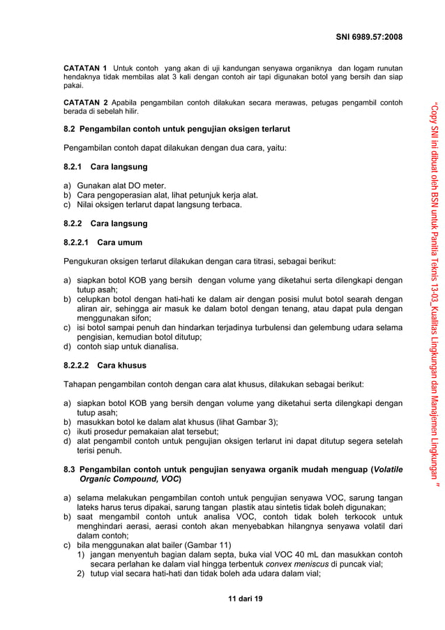 SNI 6989.57.2008 Metode Pengambilan Contoh Air Permukaan | PDF